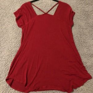 Tops | Low Cut Flowy Red Blouse | Poshmark